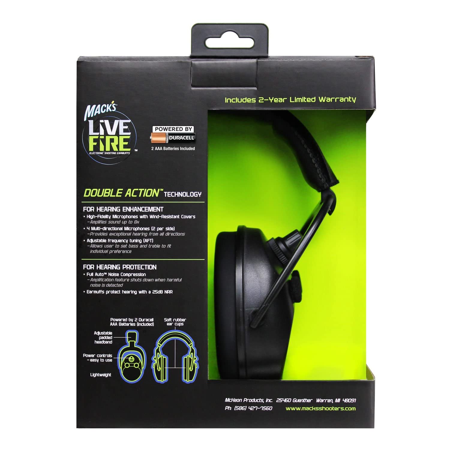 Mack's Live Fire Electronic Shooting Earmuffs – Comfortable, Low Profile Hearing Enhancement and Hearing Protection for Shooters