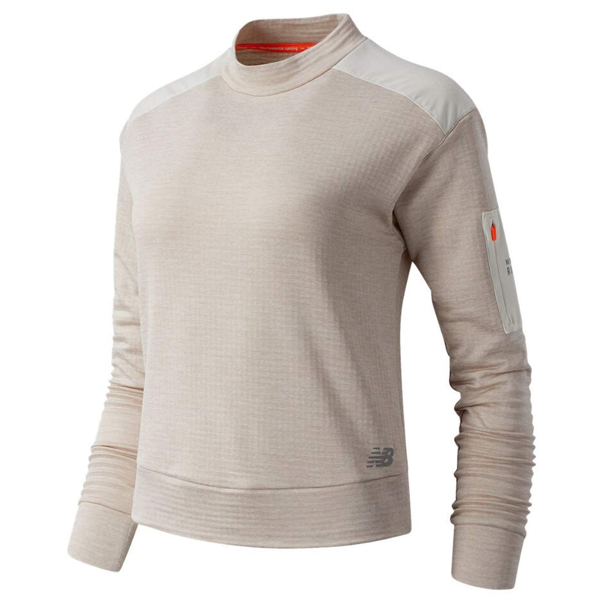 New Balance Women's NB Heat Grid Long Sleeve, Sea Salt Heather, Large