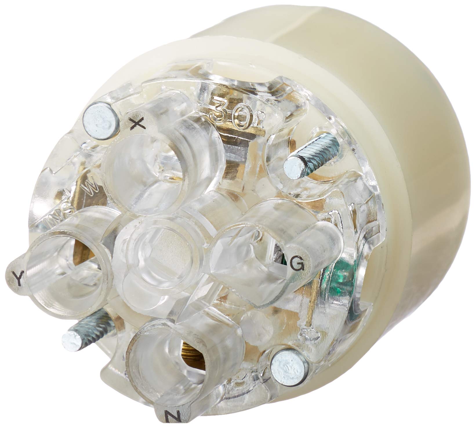 Leviton 2733 30 Amp, 480 Volt 3-phase, NEMA L16-30R, 3P, 4W, Locking Connector, Industrial Grade, Grounding - Black-White