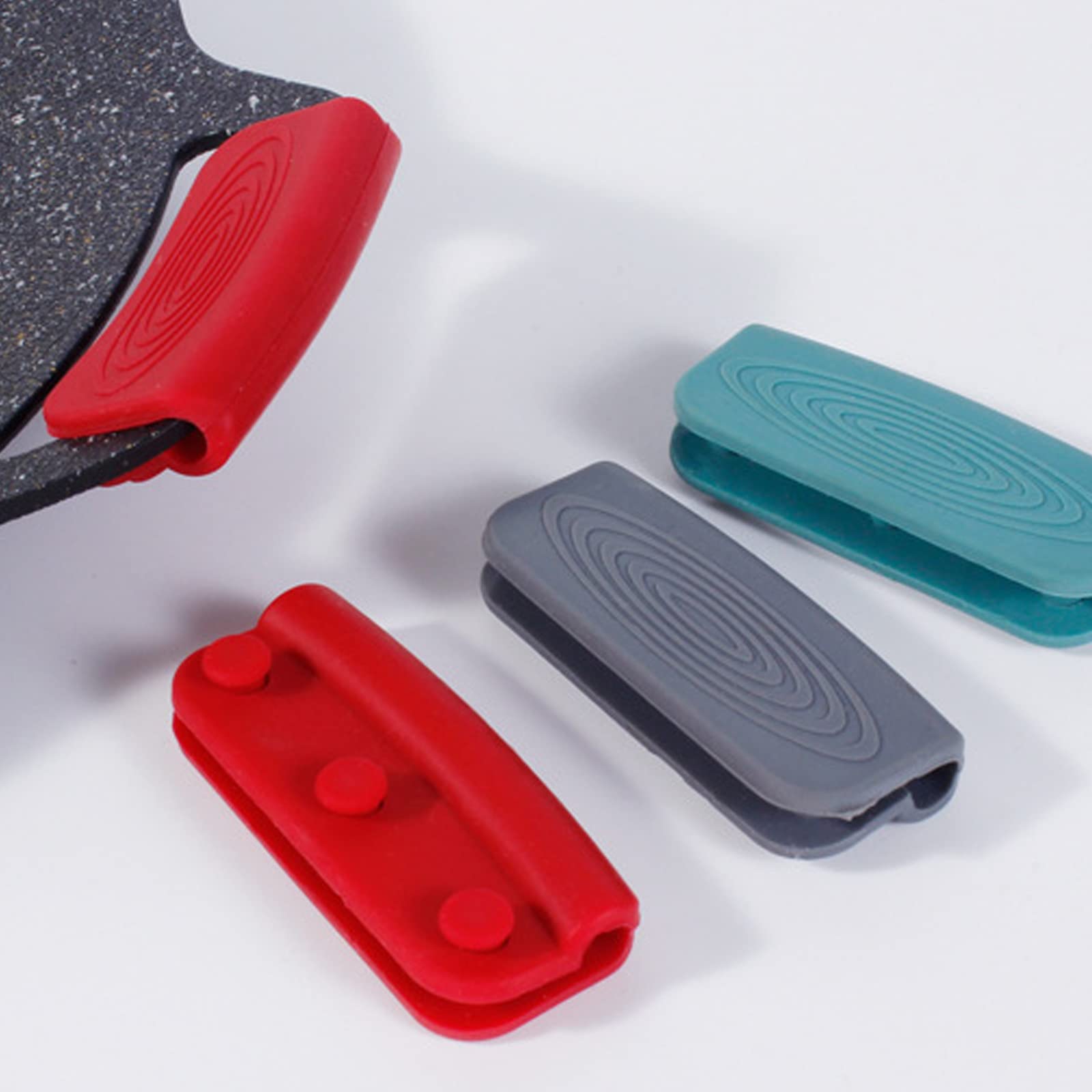 Silicone Pot Handle Sleeve, 6 Pcs Cast Iron Handle Cover, Anti-Slip Silicone Skillet Handle Cover with Buckle, for Frying Cast Iron Skillet Pan, Reusable (3 Colors)