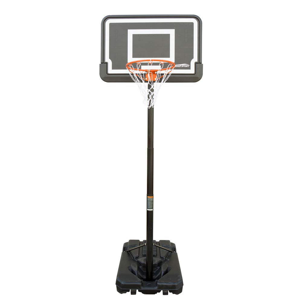 Movement God Pro Court Height-Adjustable Portable Basketball Hoop System with 44" Backboard White Border