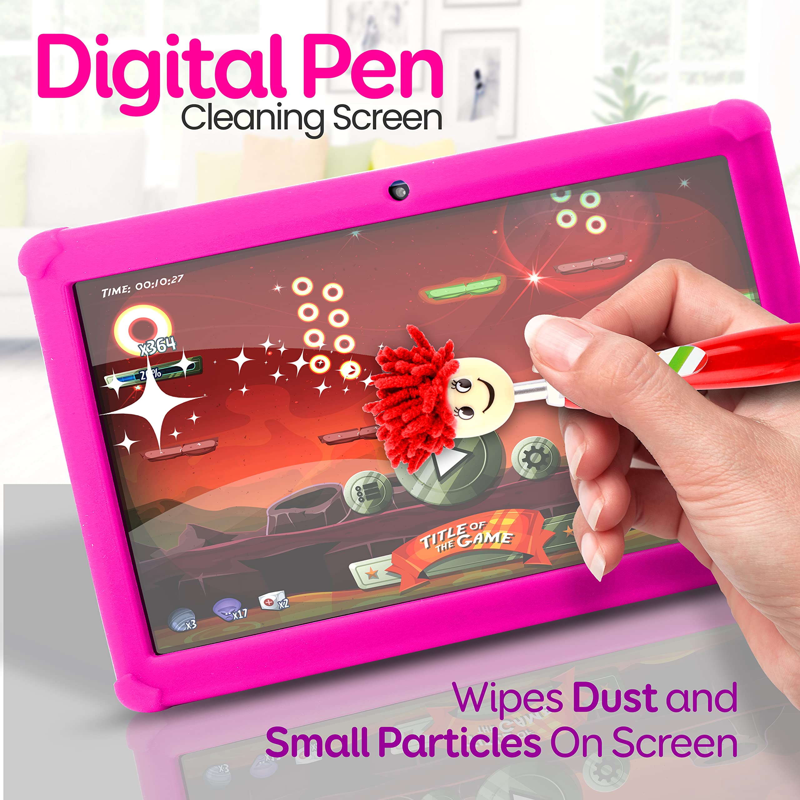 Pyle 10.1-Inch Android Tablet w/ 1080p HD Display, Dual Camera, WiFi Compatibility, Quad-Core Processor,10.1β Kids Tablet w/Stylus Pen 1GB RAM, 8GB Storage, Kid-Proof Cover (Pink)