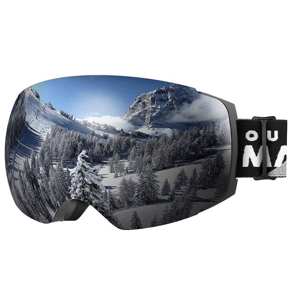 OutdoorMaster Ski Goggles PRO - Frameless, Interchangeable Lens 100% UV400 Protection Snow Goggles for Men & Women (Camo Frame VLT 10% Grey Lens with REVO Silver and Free Protective Case)