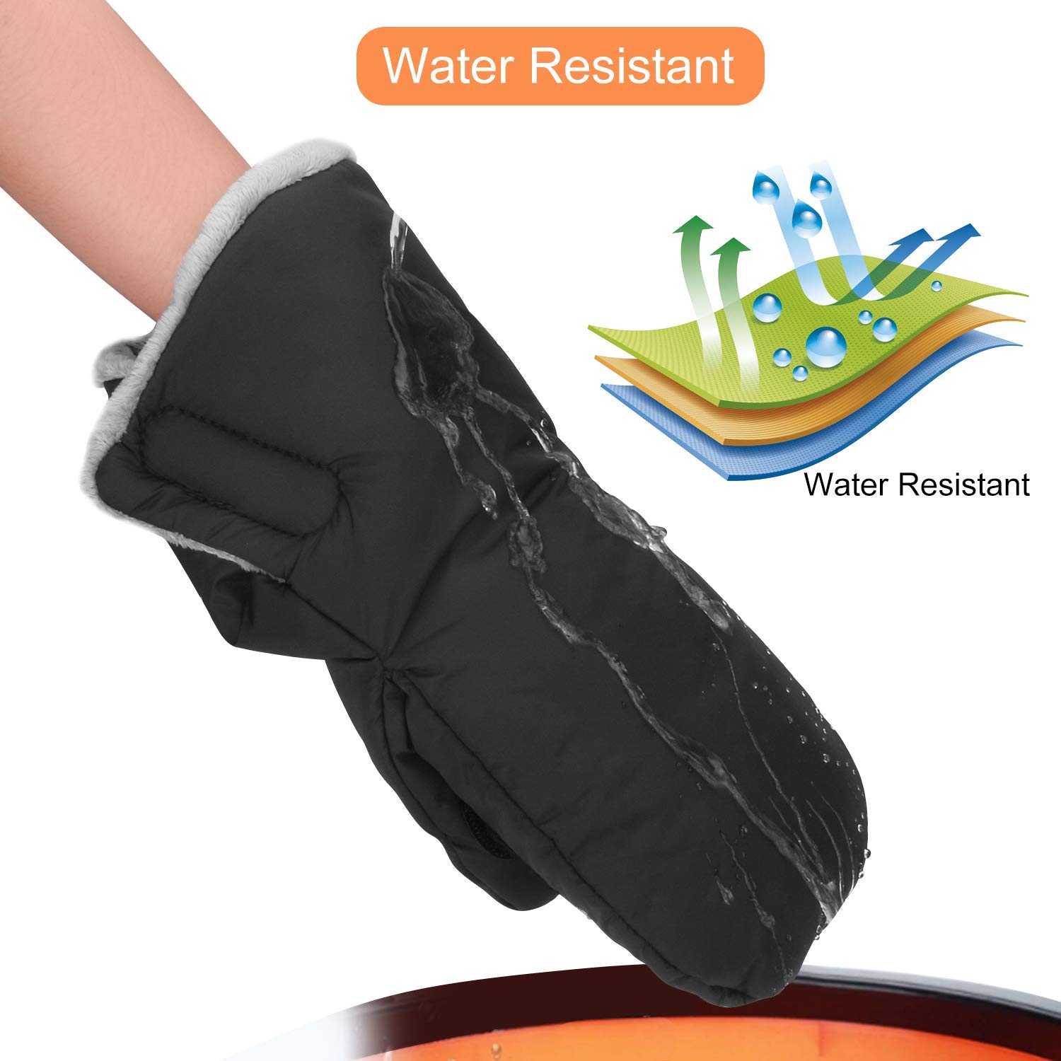 Merya Stroller Hand Muff Gloves Extra Thick Waterproof Anti-freeze Pushchair Gloves, Winter Stroller Mittens Warmer for Parents and Caregivers (Black)