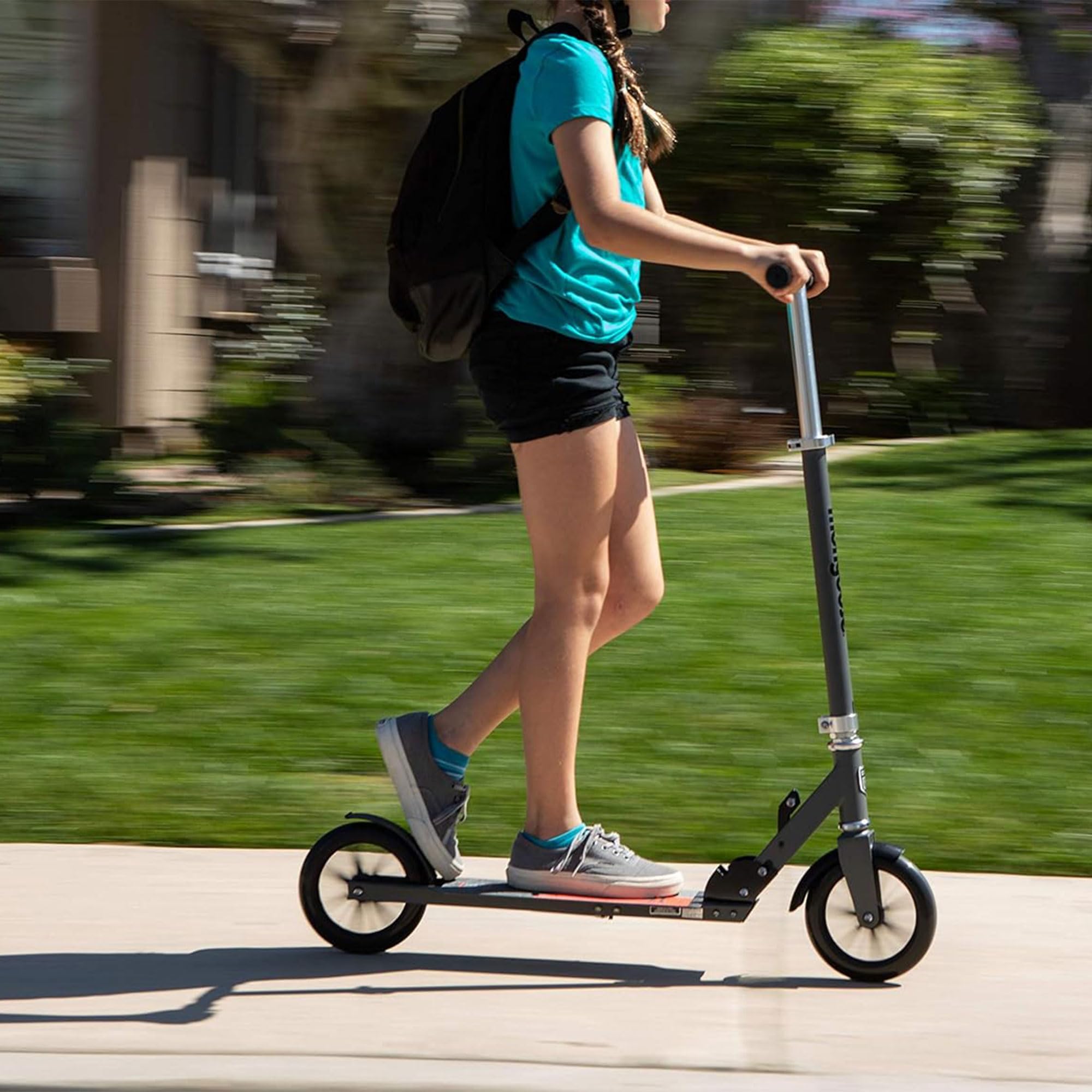 Mongoose Trace Youth/Adult Kick Scooter Folding and Non-Folding Design, Regular, Lighted, and Air Filled Wheels, Multiple Colors, Grey/Red , 180mm Wheels