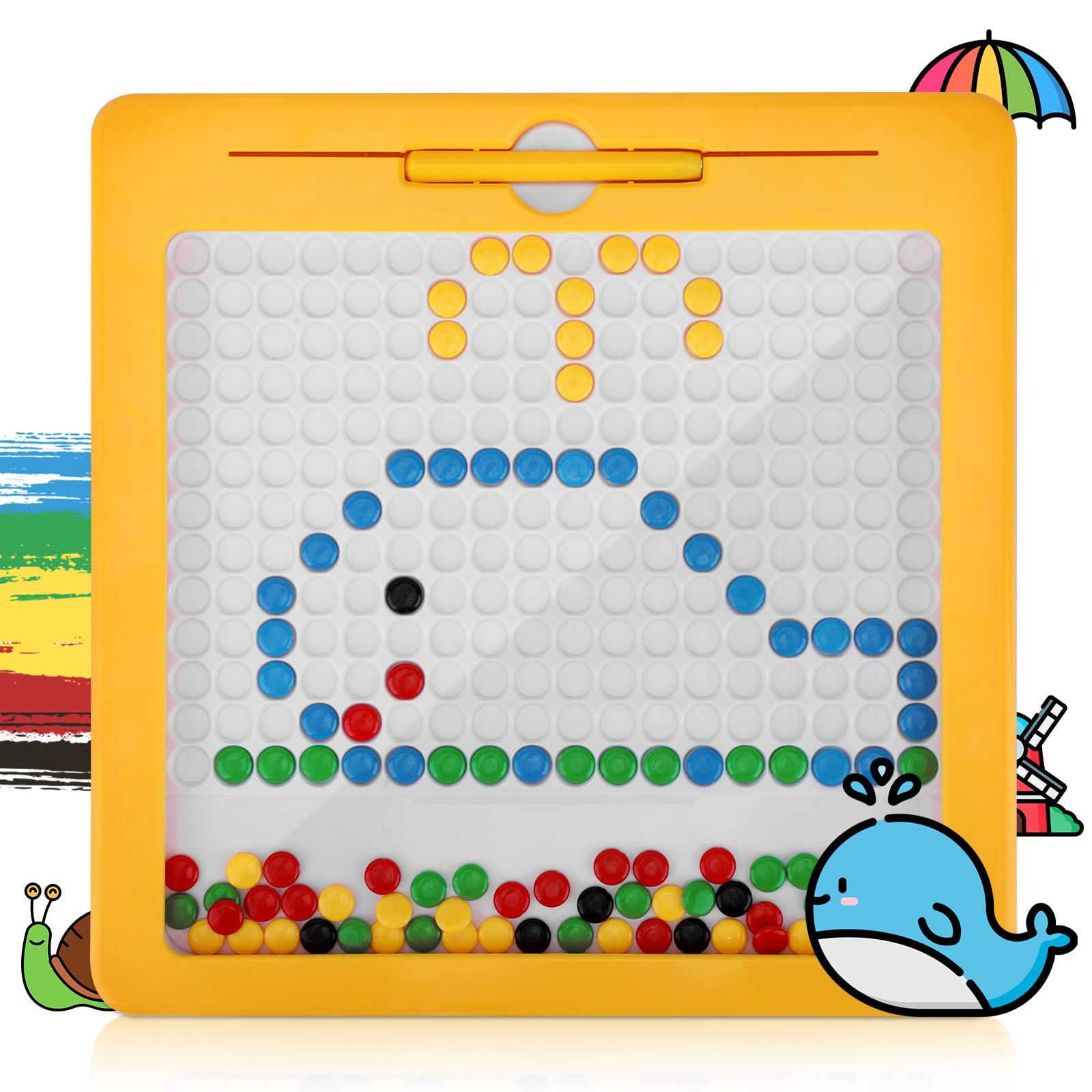 wakelnsa Magnetic Dots Board for Kids,Magnetic Drawing Board,Magnetic Dot Art,Doodle Board,Include Large Magnetic Board, Pen & Dots,Preschool Learning Activities Toy,Birthday for Kids