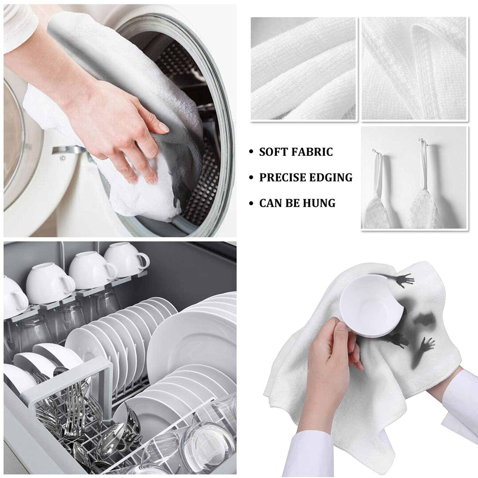 RainbowDay Cotton Kitchen Towels Super Soft Absorbent Kitchen Dish Towels for Drying Dishes/Hand/Tea/Bar Towels Silhouette Shadow Men and Women Couple Cleaning Kitchen Towels 2 Pack, 18x28 Inch