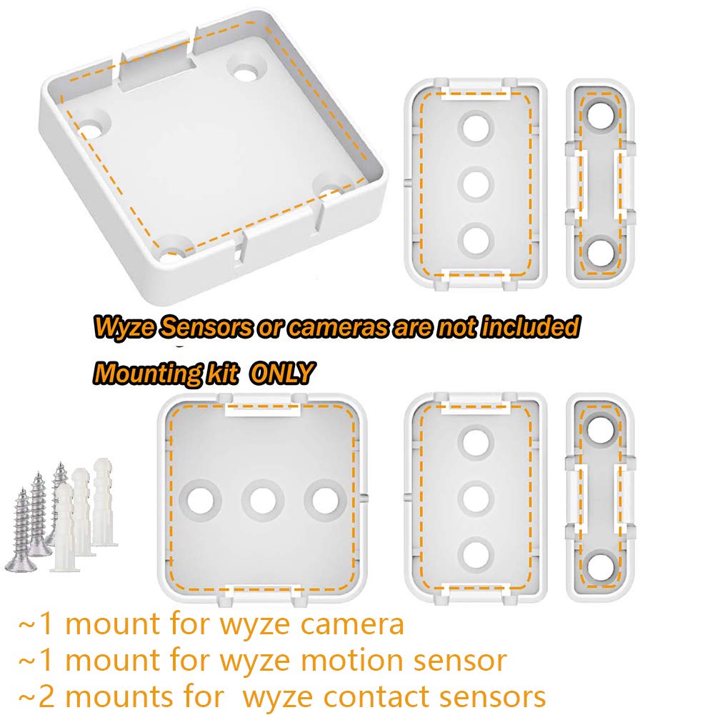 Mounting Kit for Wyze Cam V2 and Wyze Sensors Old Version 1st Gen, Semi-Permanent Solution for Mounting Wyze Camera and Sense Starter Kit, Holder for Smart Home(1 Camera Mount+1 Set of Sensor mounts)