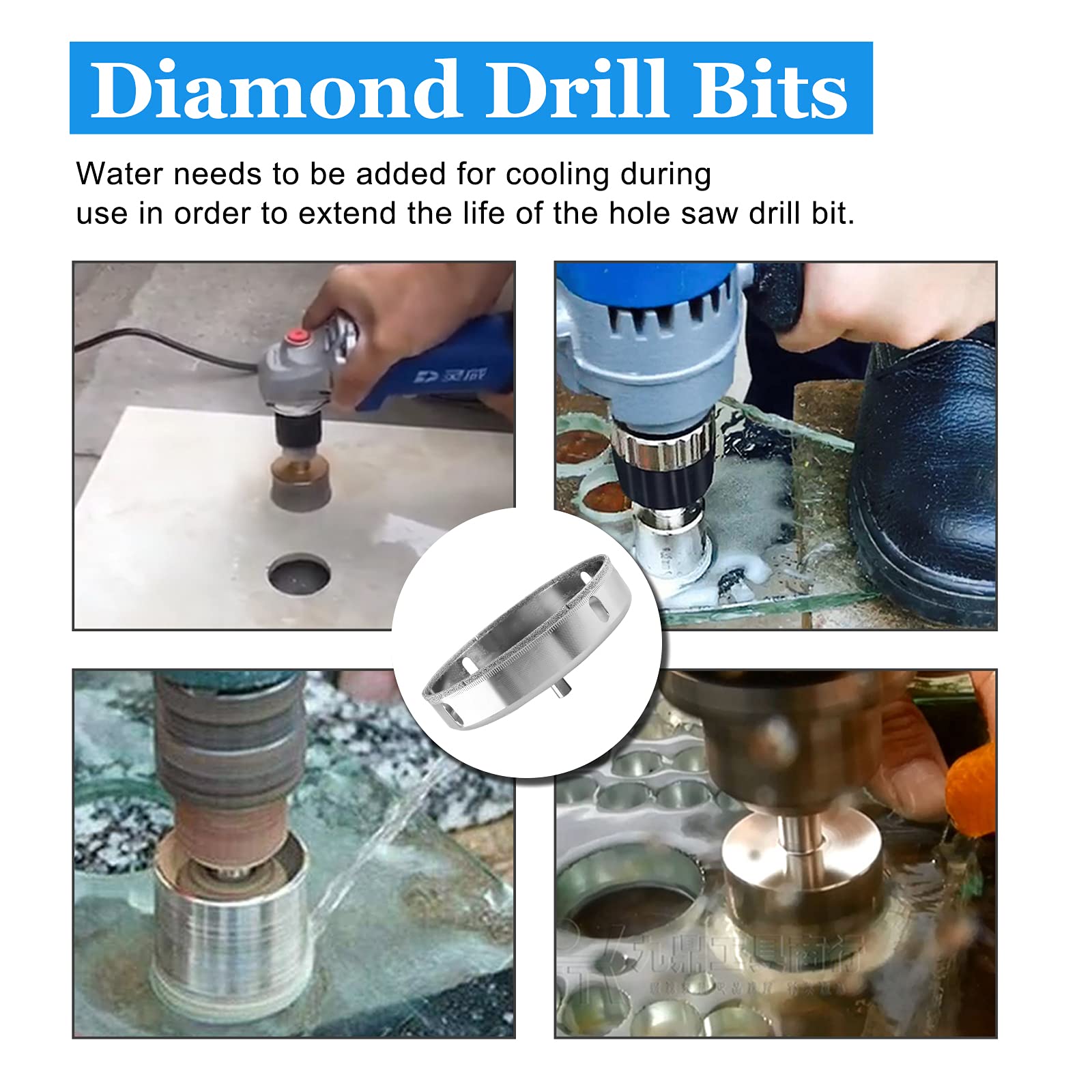 Luomorgo 115mm/4 1/2 inch Diamond Hole Saw, 1.1 inch Cutting depth Diamond Diamond Drill Bits for Glass Ceramic Marble Porcelain Tile Granite Quartz Gemstone