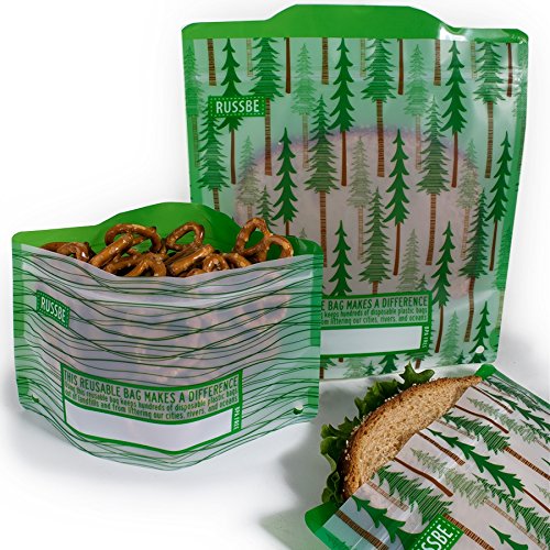 Russbe Forest Reusable Snack & Sandwich Bags (Set Of 4), Green
