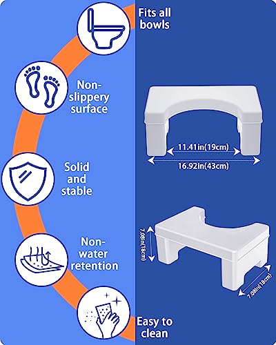 Toilet Stool, Detachable Toilet Potty Step Stool for Adults and Kids,7"Tall Heavy Duty Plastic Portable Squatting Poop Foot Stool , Bathroom Non-Slip Toilet Assistance Step Stool - Modern Sleek Design