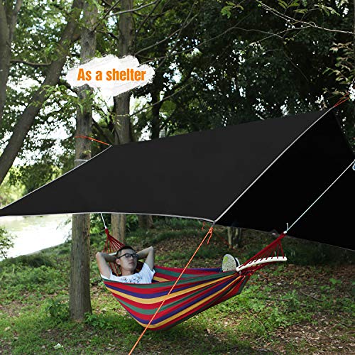 REDCAMP Lightweight Camping Tarp Sun Shelter with Tarp Poles and Suction Cup, Waterproof Car Awning Sun Shade Awning Canopy Set for Backpacking Hiking Camping