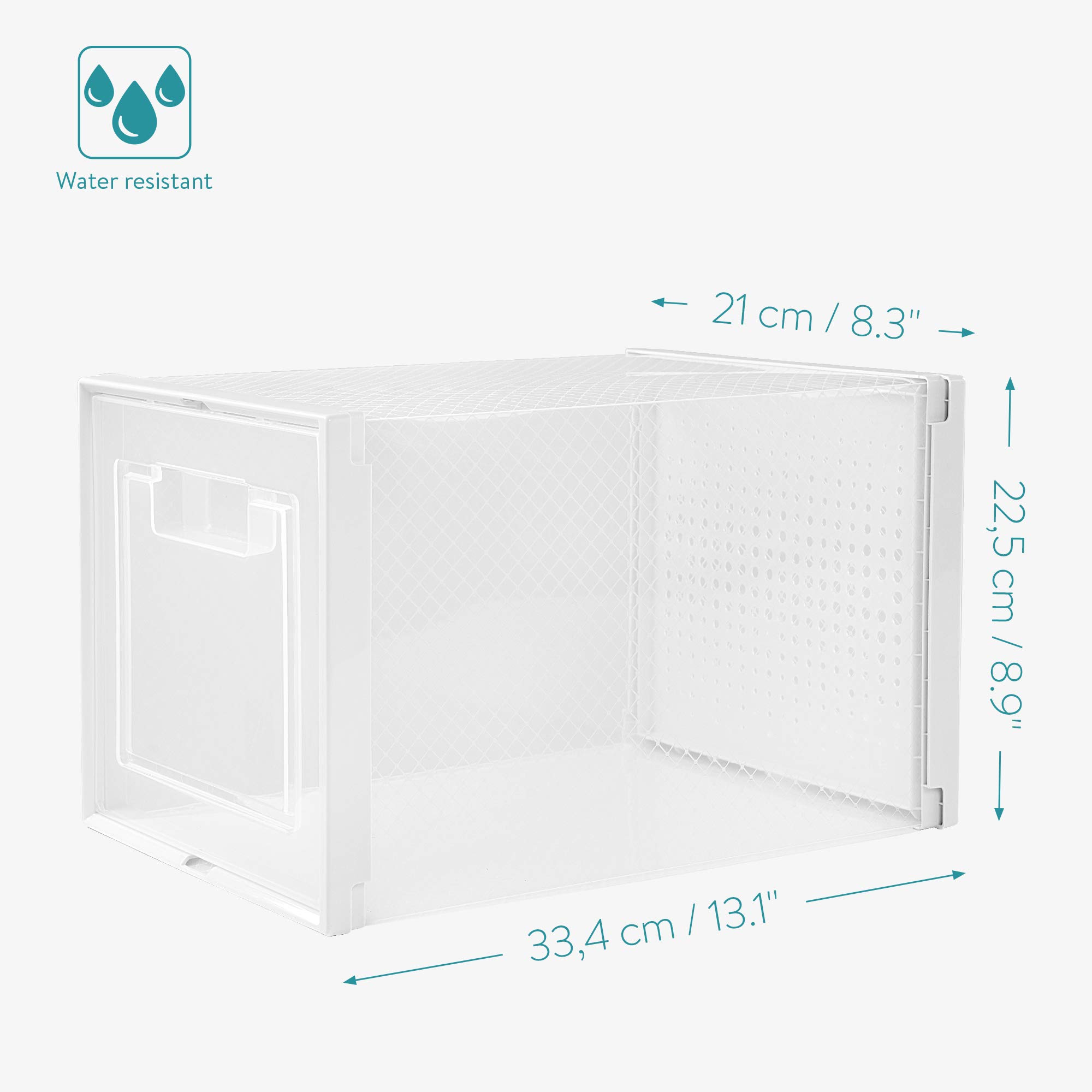 Navaris Shoe Boxes for Heels (Set of 6) - Clear Stackable Transparent Plastic Storage Box Organizer Unit for High Heel Shoes - 13.1" x 8.9" x 8.3"