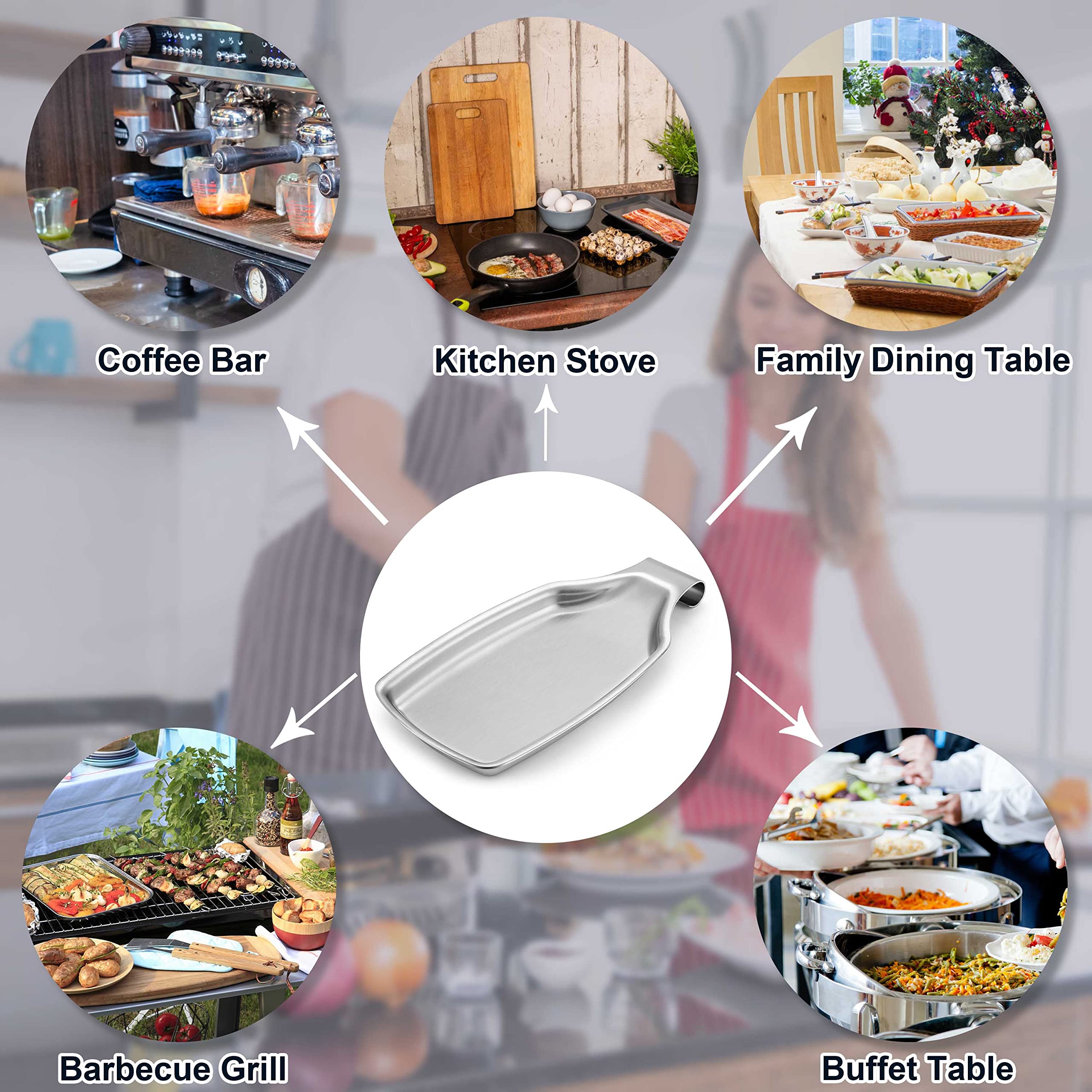 Stainless Steel Spoon Rest for Kitchen Stove Top, Herogo Large Cooking Utensil Spatula Ladle Holder with Square Bottom, Kitchen Accessories for Kitchen Countertop, Heavy Duty, Dishwasher Safe