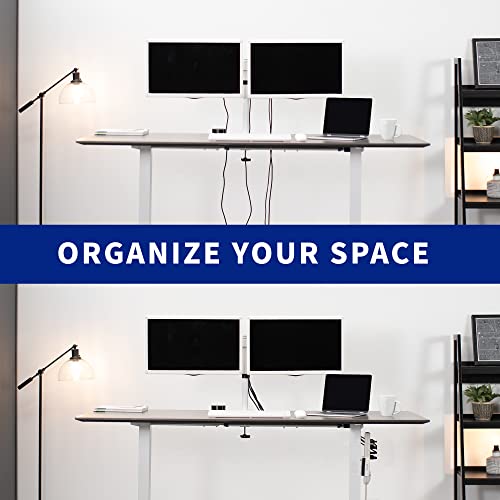 VIVO Clamp-on Power Strip Mount for Desk Leg, Under Desk Office Cable Management Organizer, Spring-Assisted Cord Holder, White, DESK-PS01LC