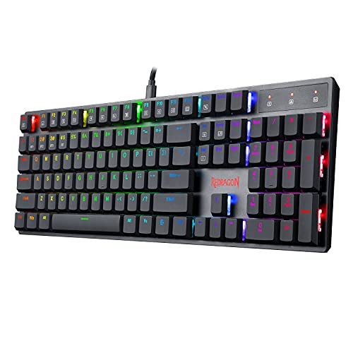 Redragon K535 Wireless, Bluetooth Mechanical Gaming Keyboard, RGB Backlit with Low Profile Blue Switches for Windows Gaming PC
