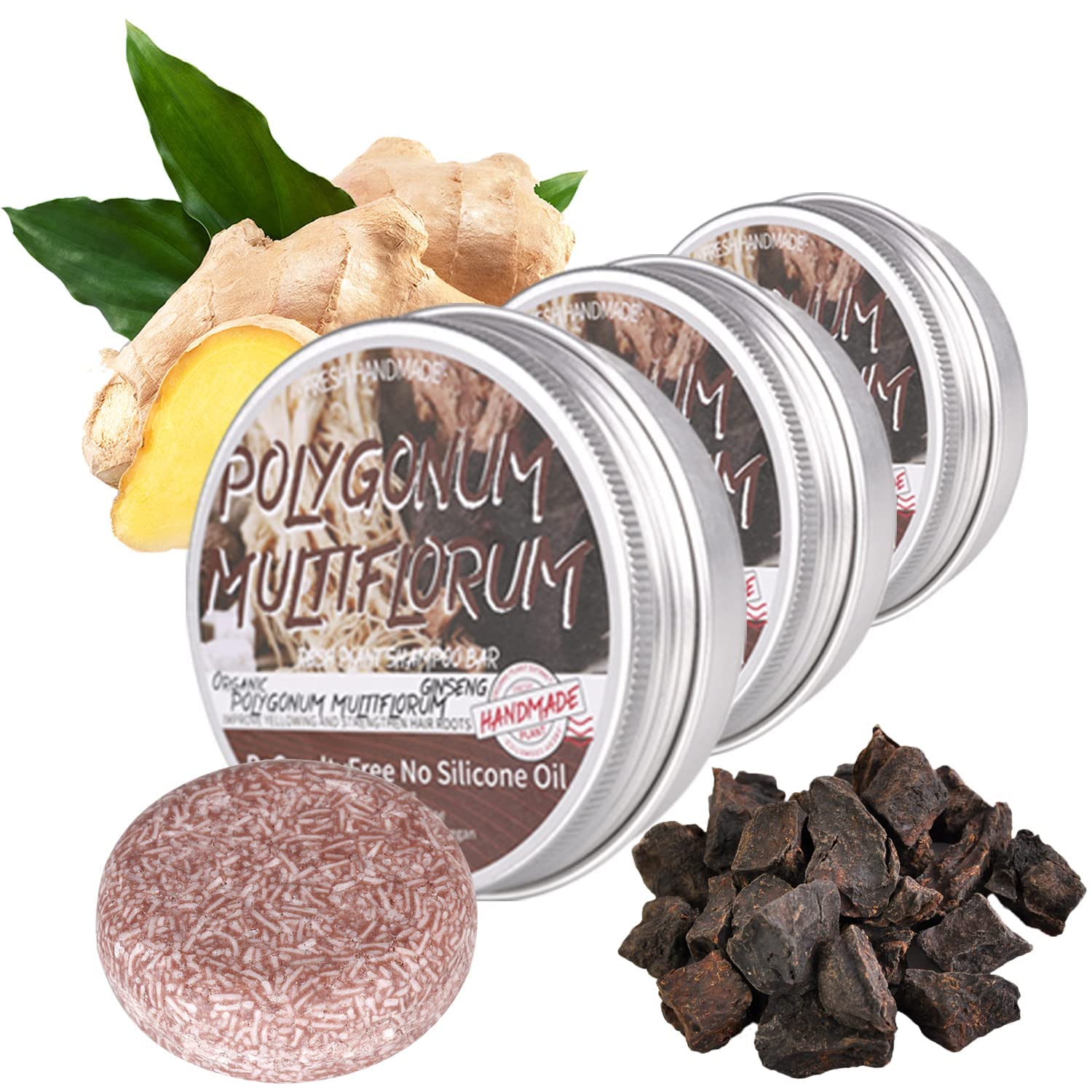 Vingtank 3-Pack Hira Blackening Shampoo, Hira Blackening Shampoo, Organic Gray Black Shampoo, Natural Dark Shampoo