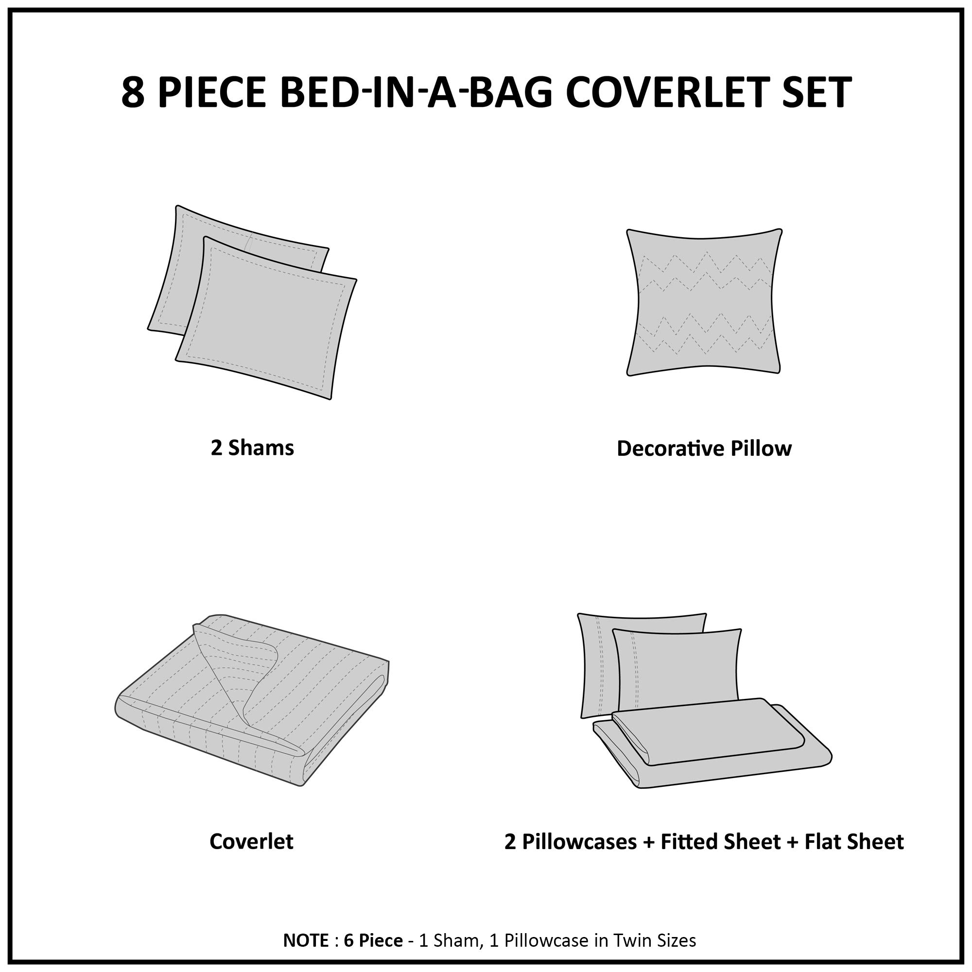Madison Park Essentials Cozy Bed in A Bag Reversible Quit with Complete Cotton Sheet Set - Geometric Design, All Season Cover, Decorative Pillow, Knowles, Circular Grey King(104"x92") 8 Piece