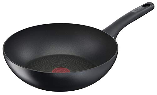 T-fal G26519 Frying Pan, 11.0 inches (28 cm), Deep Type, Wok, IH Compatible with Gas Stoves, Induction Hard Titanium Unlimited Wok Pan, Non-Stick, Black