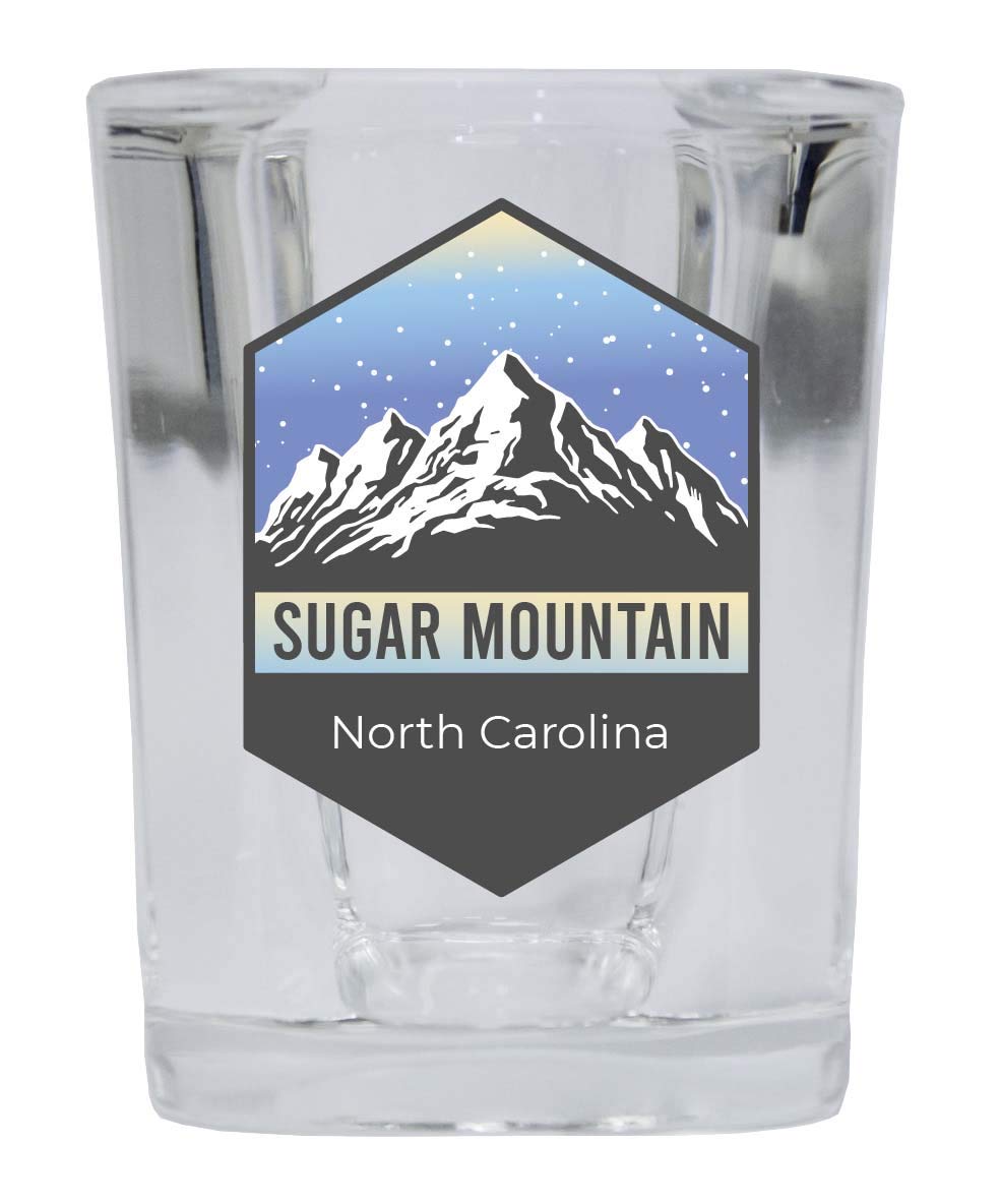R and R Imports Sugar Mountain North Carolina Ski Adventures 2 Ounce Square Base Liquor Shot Glass