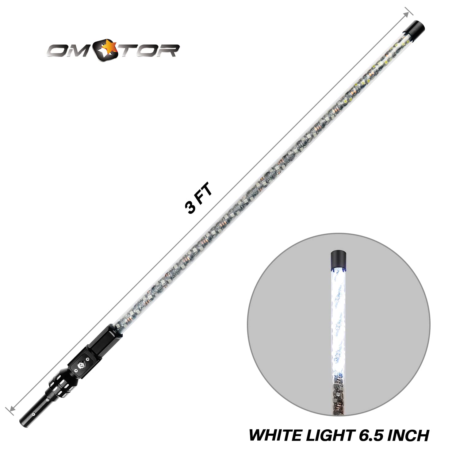 omotor 3ft Plug-in Base Boat Whip Navigation Anchor Boat Light Spiral RGB Chase Light 360° Spiraling Rising Dream Wrapped Dancing Boat Whip