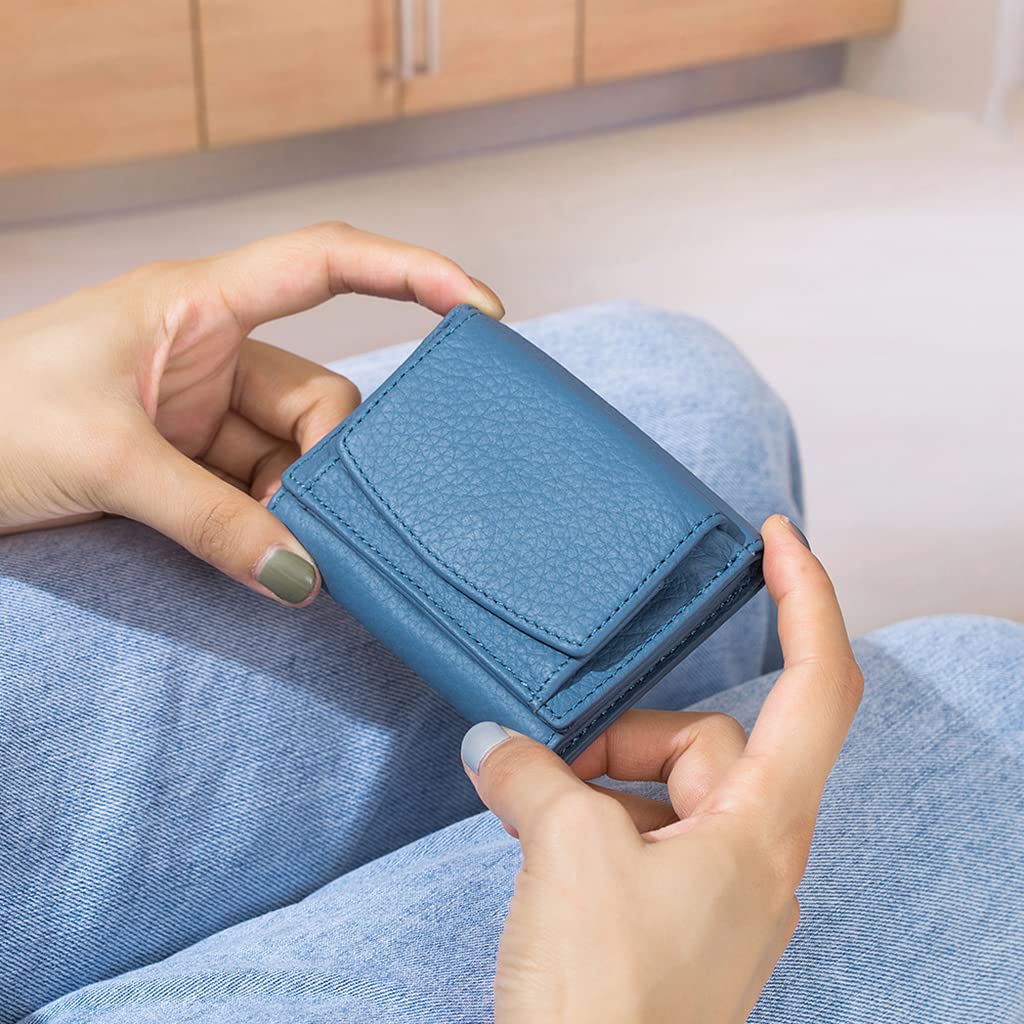 Wallet - Lightweight Zippered Minimalist Wallet with Clear ID Window - Water-proof Vegan Leather Mini Coin Purse Wallet (Rose Red)