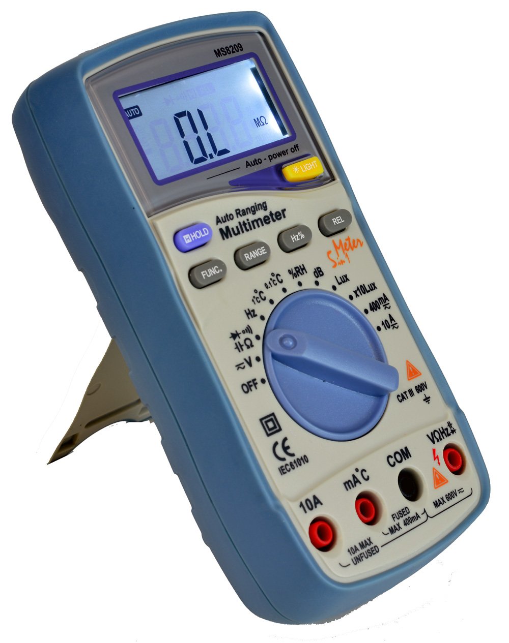 Mastech 5-in-1 multimeter Lux, Sound Level, Humidity,Temperature,True RMS MS8209