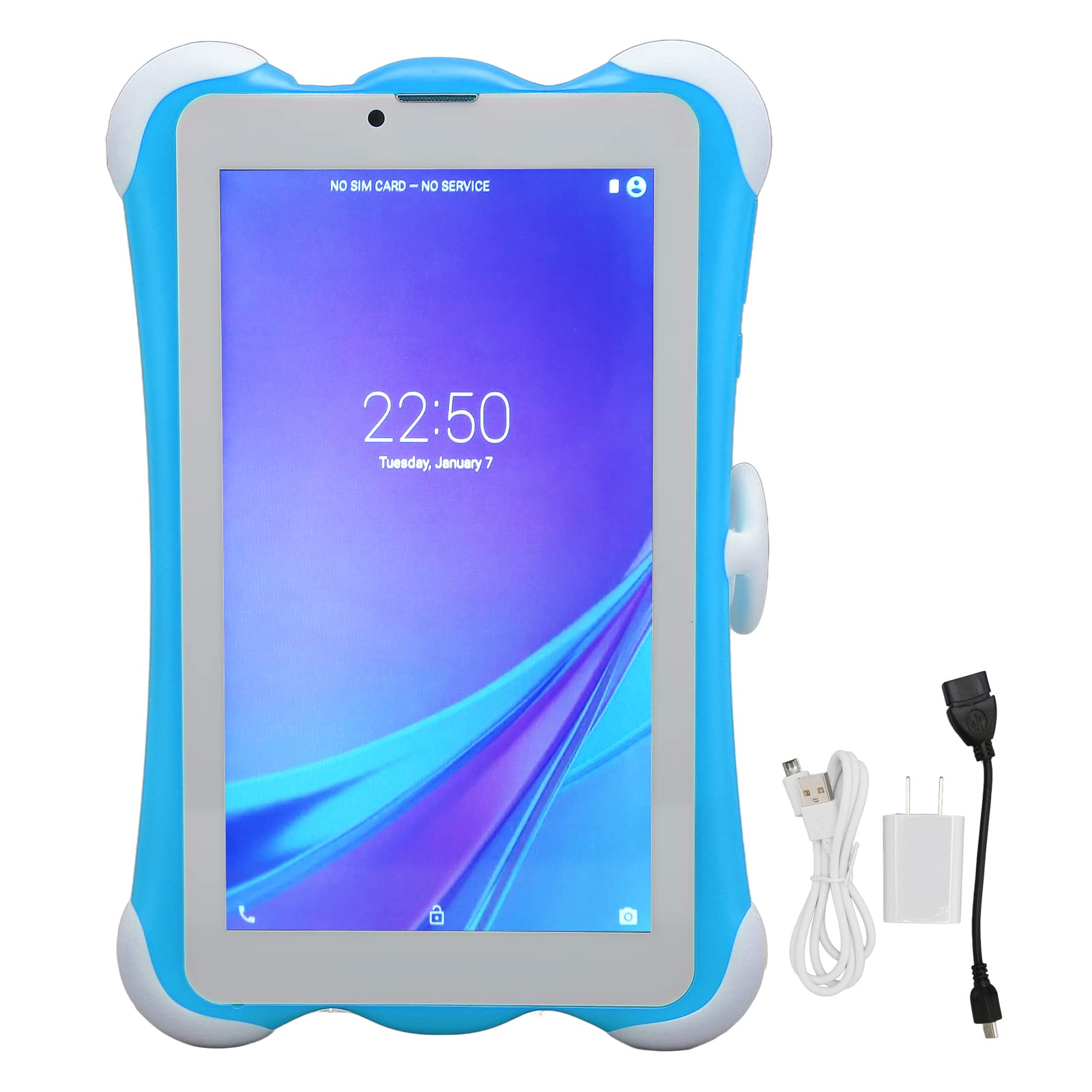 VINGVO 7 Inch Toddler Tablet Kids Tablet 3GB RAM 32GB ROM Blue Call Animation for Education (US Plug)