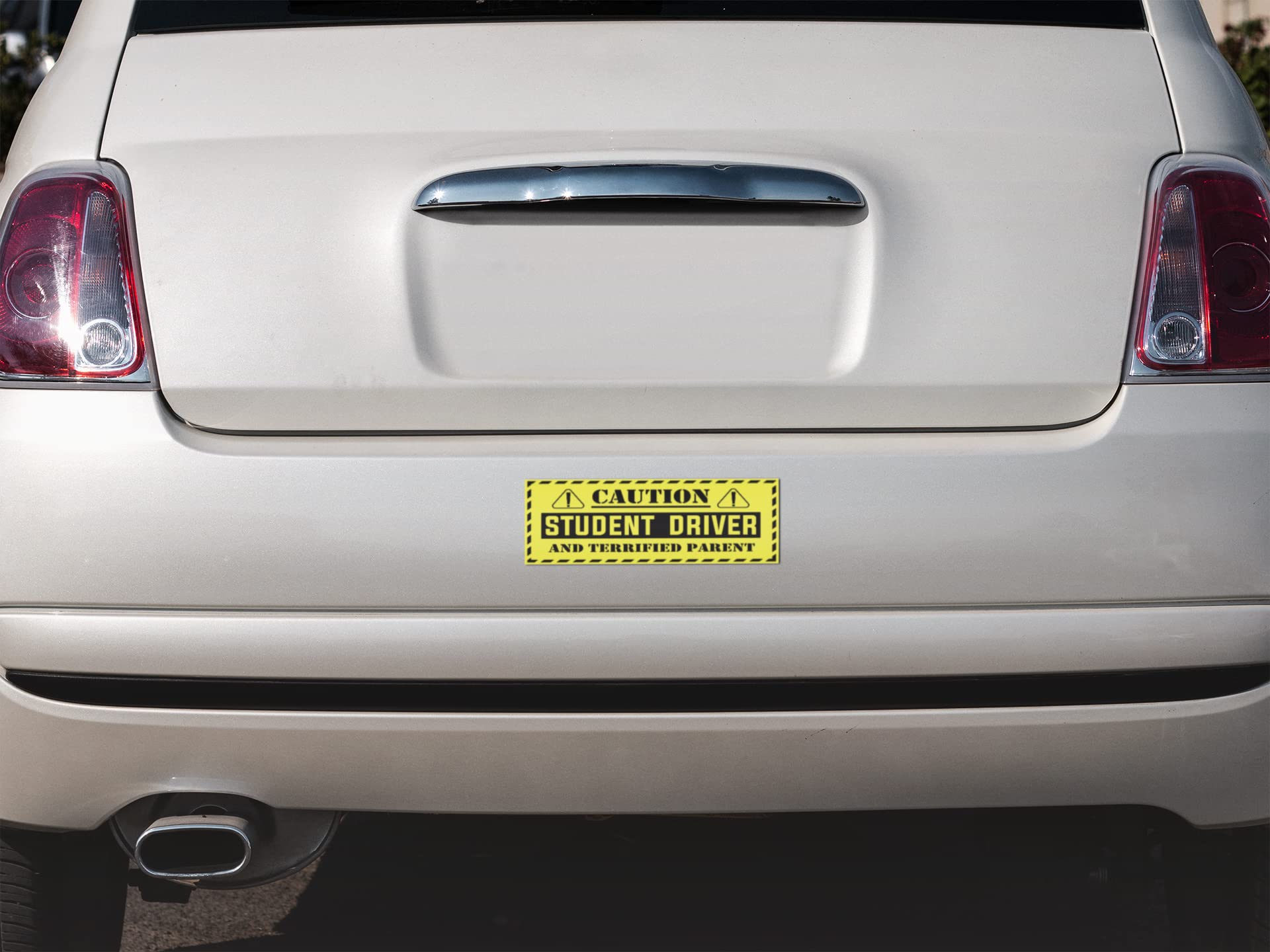Student Driver Car Bumper Magnet - Auto Learning to Drive Magnetic Sign - 3x9 in. 2 Pack Caution Student Driver and Terrified Parent