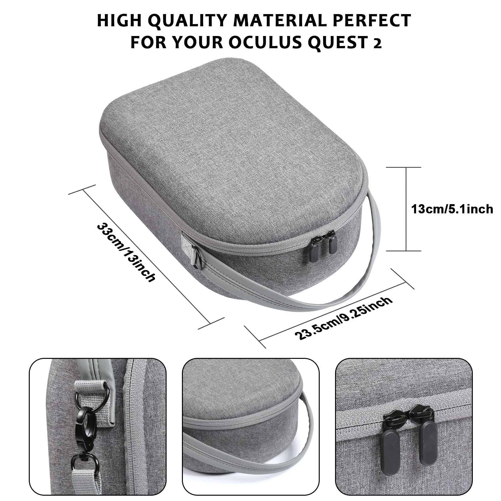 Txtcu Case for Oculus Quest & Quest 2 & Elite Strap, Hard EVA Carrying Case Storage Box for Oculus Quest Headset and Controllers(Gray)