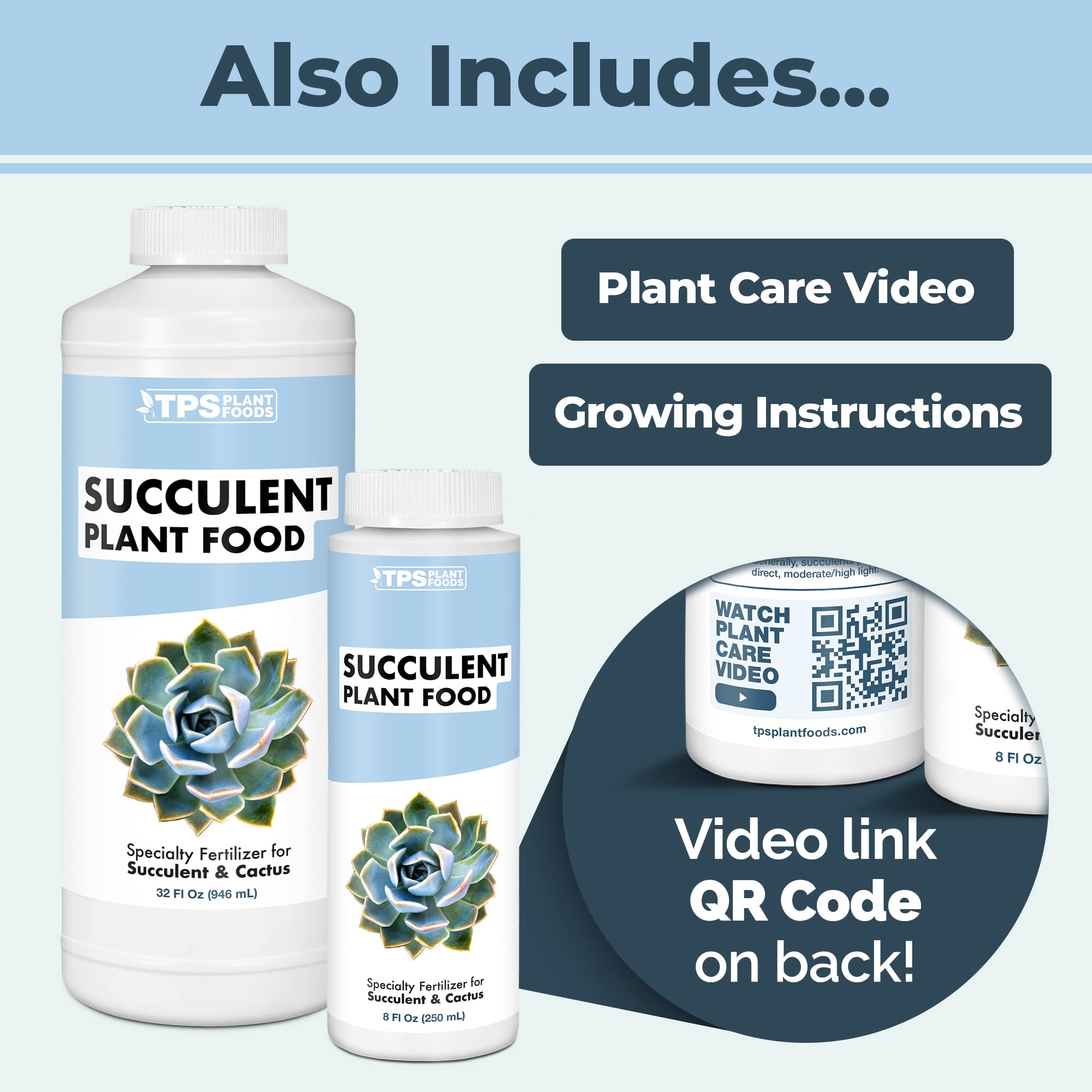 Succulent Plant Food for Succulents, Cactus, Jade and Aloe, Liquid Houseplant Fertilizer 8 oz (250mL)