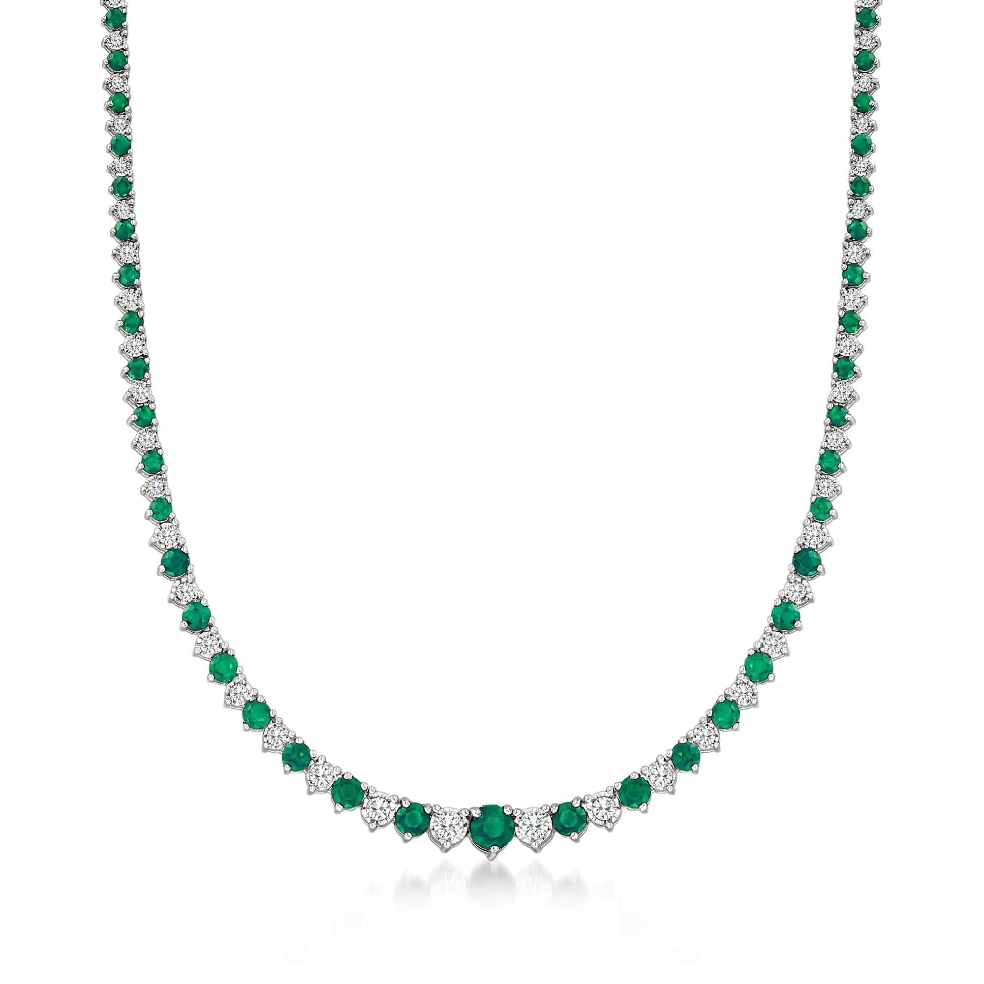 Ross-Simons Gemstone and 1.50 ct. t.w. Diamond Tennis Necklace in Sterling Silver
