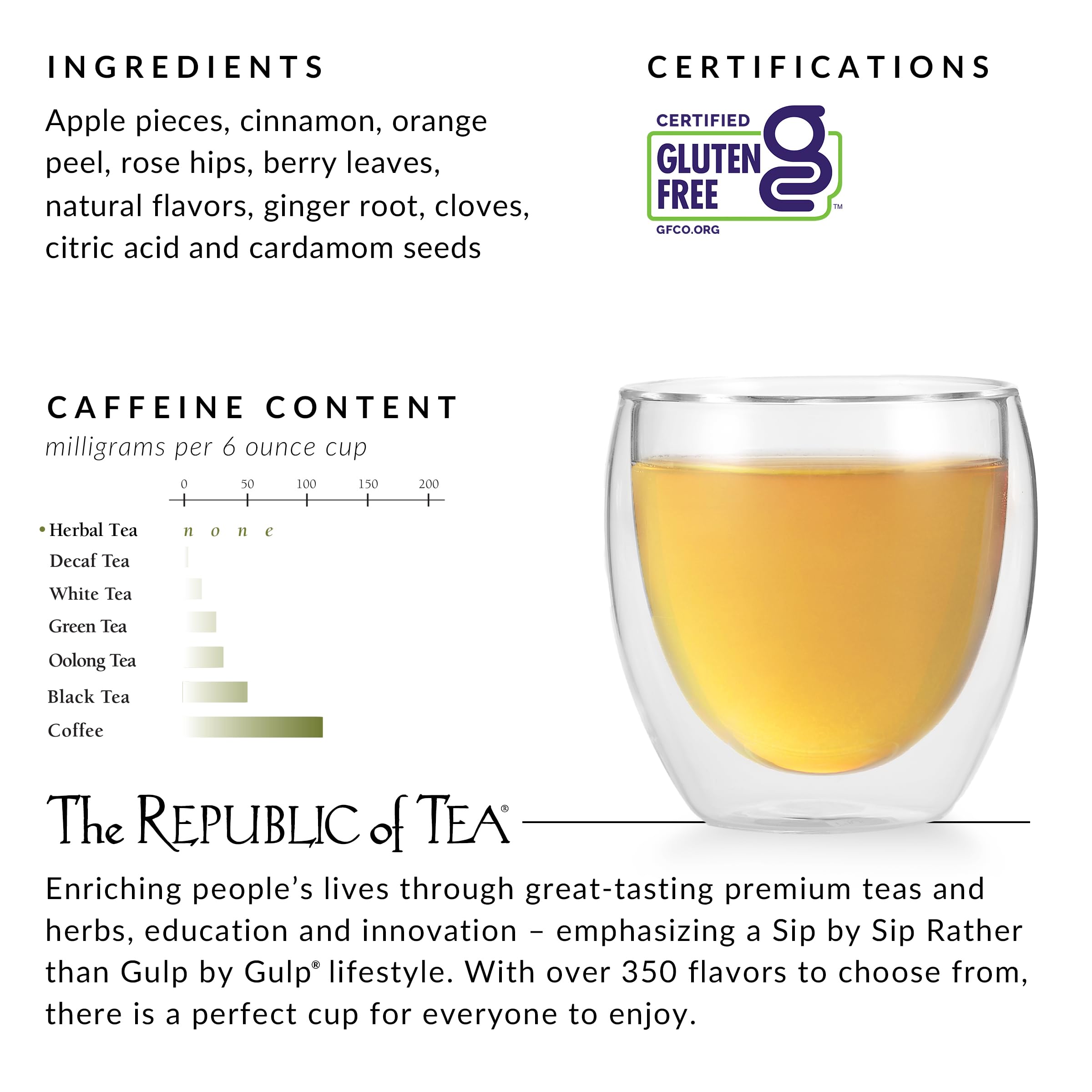 The Republic of Tea - Hot Apple Cider Tea, 36 Tea Bags, Tin | Harvest Herbal Blend | Caffeine-free