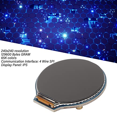 VINGVO LCD Display Module, 1.28in IPS Panel Round LCD Module for MCU Interface