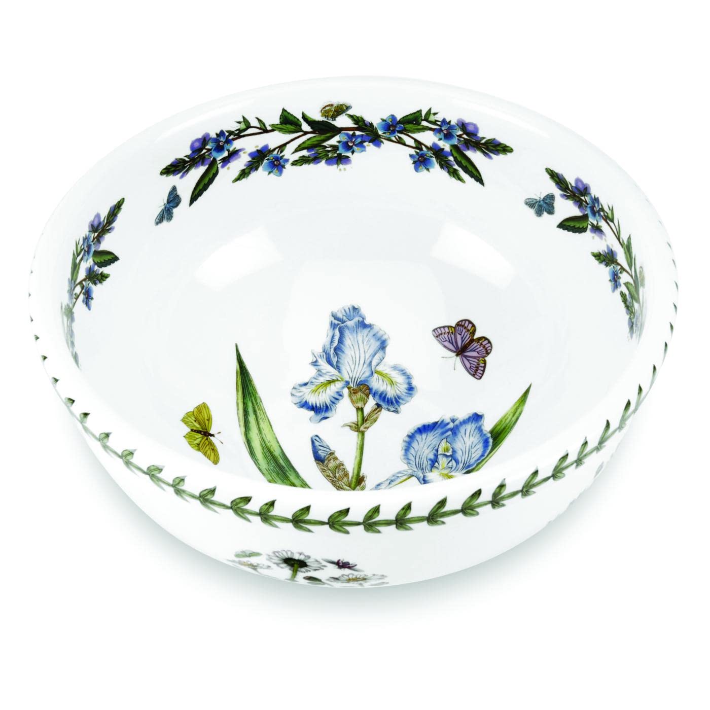 Portmeirion Botanic Garden Salad Bowl | 9 Inch Serving Bowl with Assorted Motifs | Made in England from Fine Earthenware | Microwave and Dishwasher Safe