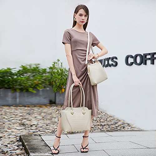 Style Strategy 2 in 1 Push Lock Handbags for women Hardware Chain Crocodile Textured bone patent leather bag with small crossbody