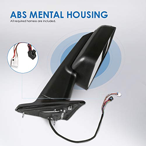 MOSTPLUS Power Heated Mirror Compatible for 2009-2018 Ram 1500 2500 3500/2019-2023 Ram 1500 Classic w/Turn Light, Arrow Light, Puddle Lights (Temp Sensor Included) (Black)