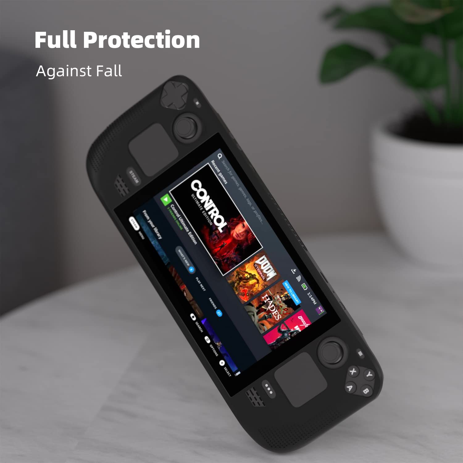 Silicon Protective Cover for Steam Deck, Soft Anti-Slip Shock Proof Anti-Scratch, Ergonomic Grip Design, Drop Protection Grip Case (Black)