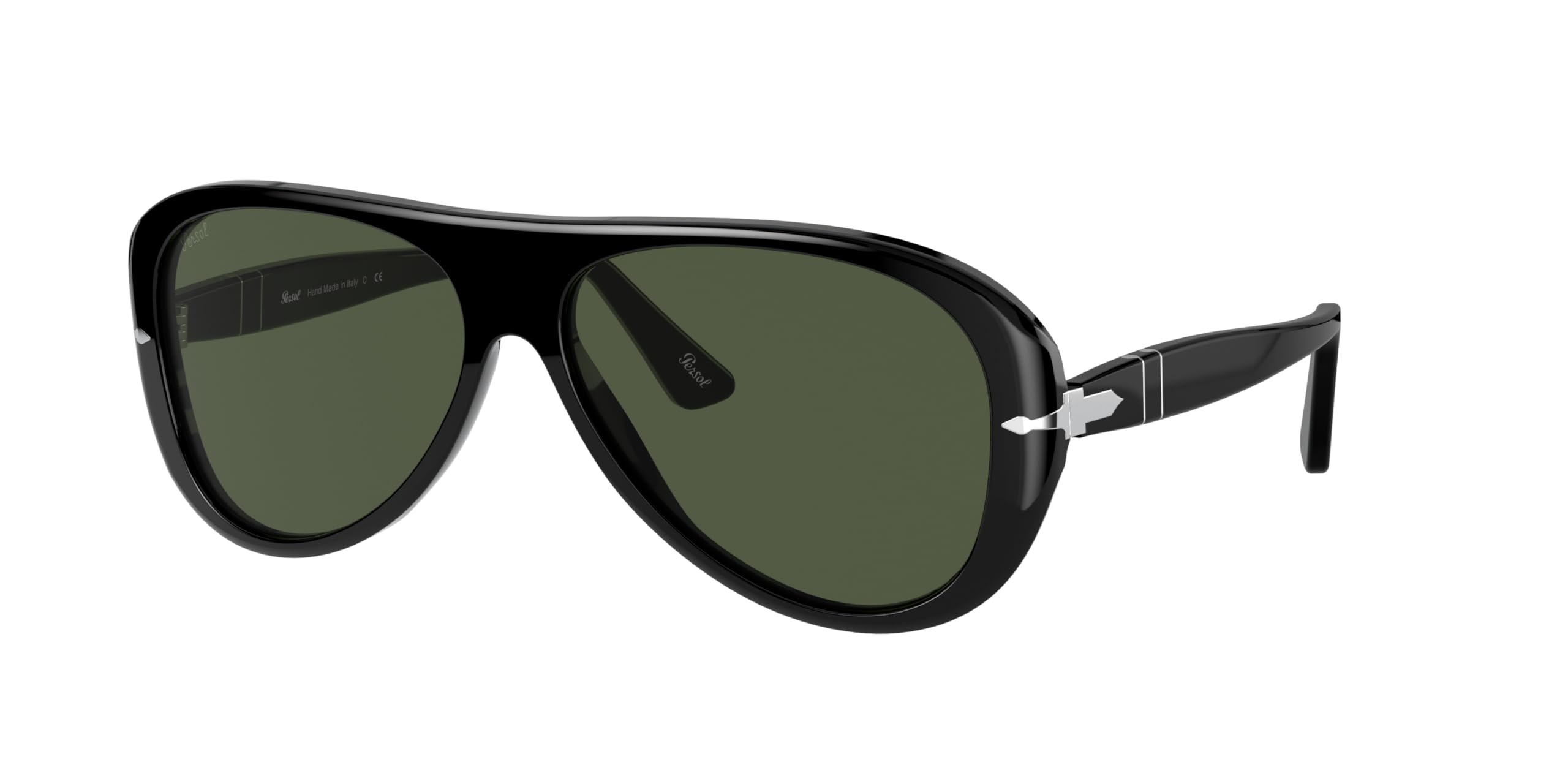 Persol PO3260S Aviator Sunglasses, Black/Green, 59 mm