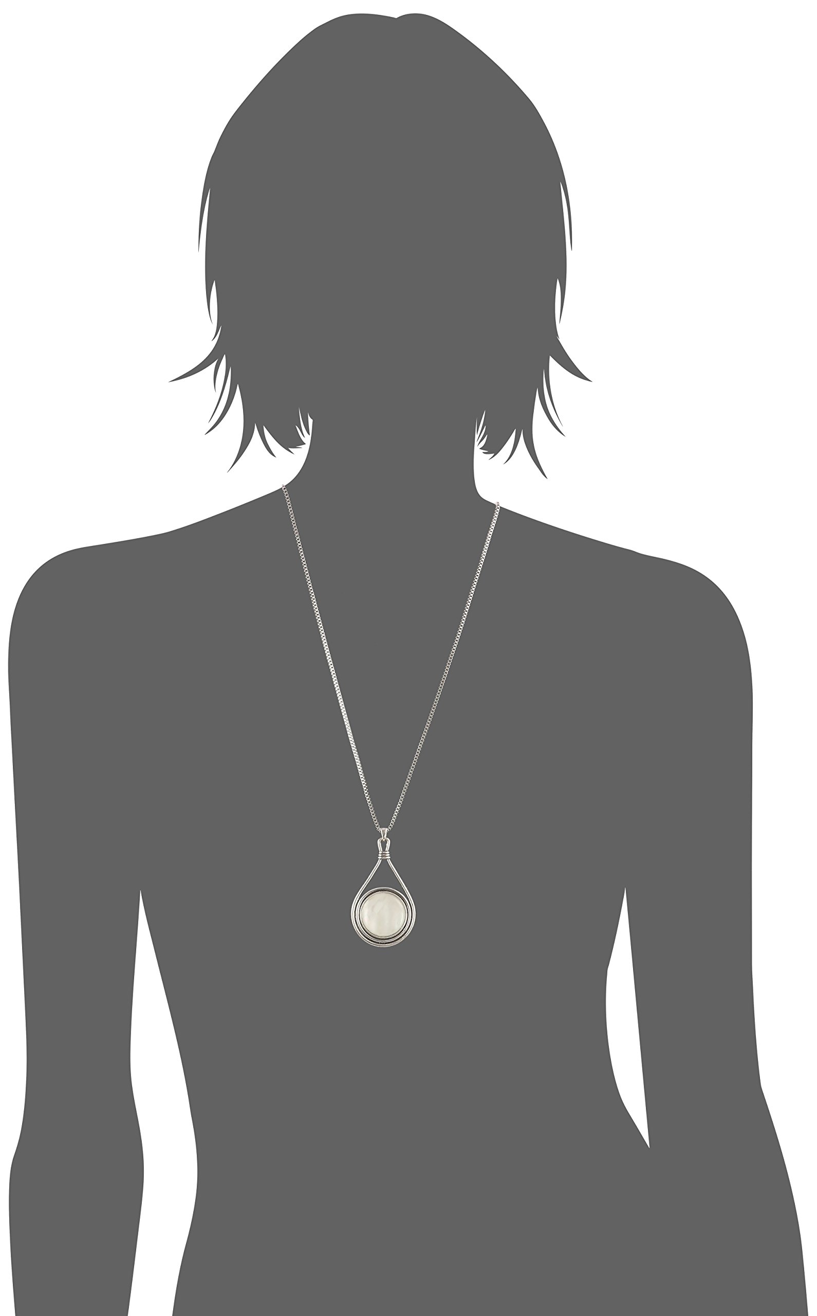 Lucky Brand Silver-Tone Round Stone Reversible 32" Pendant Necklace