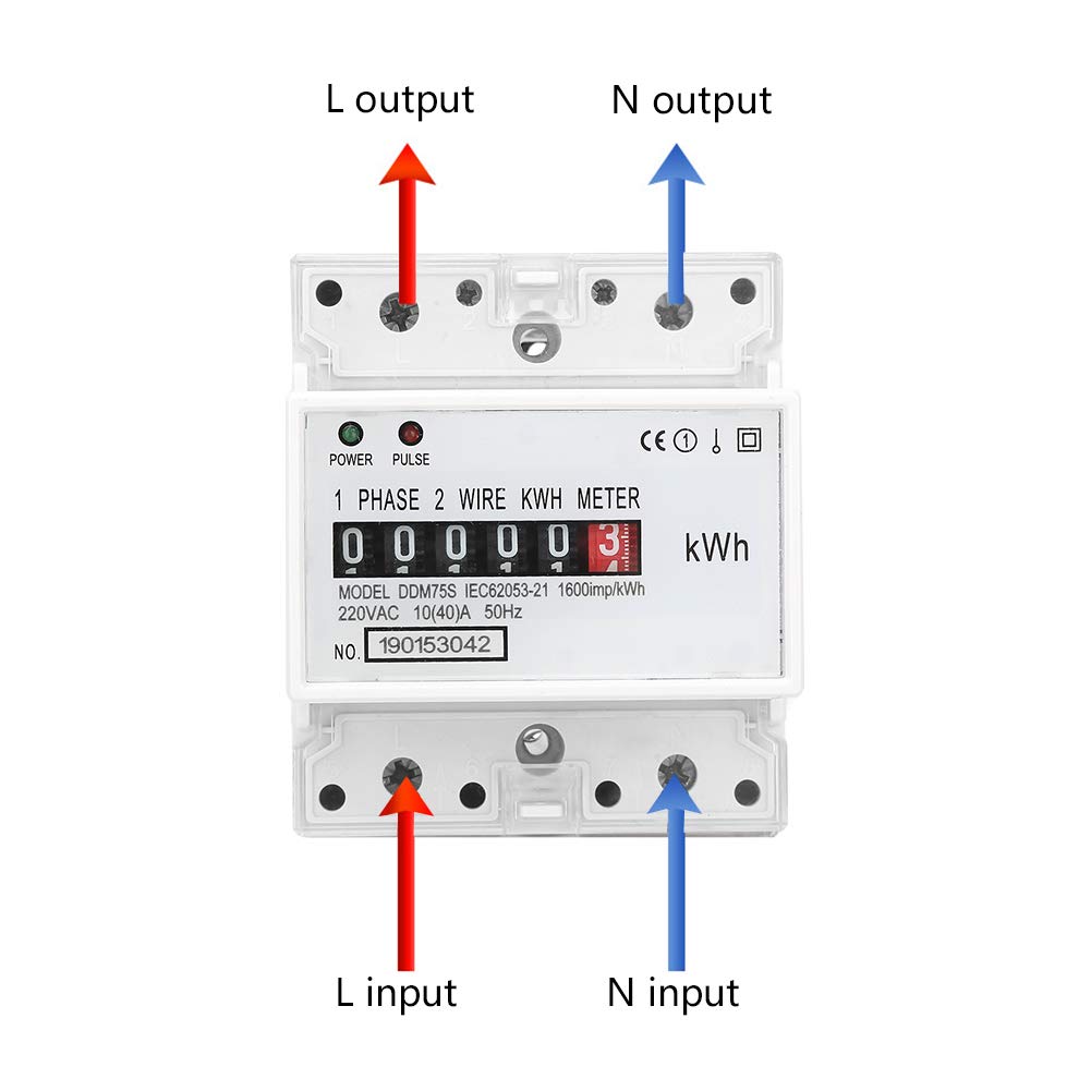 Watris Veiyi DDM75S 10-40A Single Phase KWH Meter, 4P Din Rail Energy Meter, Electric Meter, Electronic Din Rail KWh Meter, LED Electricity Power Consumption Wattmeter Energy Meter