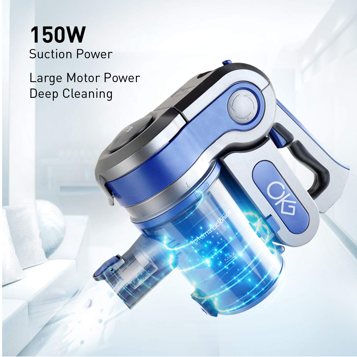 OKG Cordless Vacuum Cleaner Powerful Suction 250W Brushless Motor 4 in 1 Stick Handheld Vacuum for Home Hard Floor Carpet Car