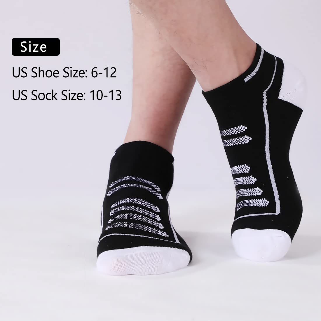 pureluca Men’s Athletic Socks Low Cut Running Socks Breathable Comfort for Sports 6 Pack White