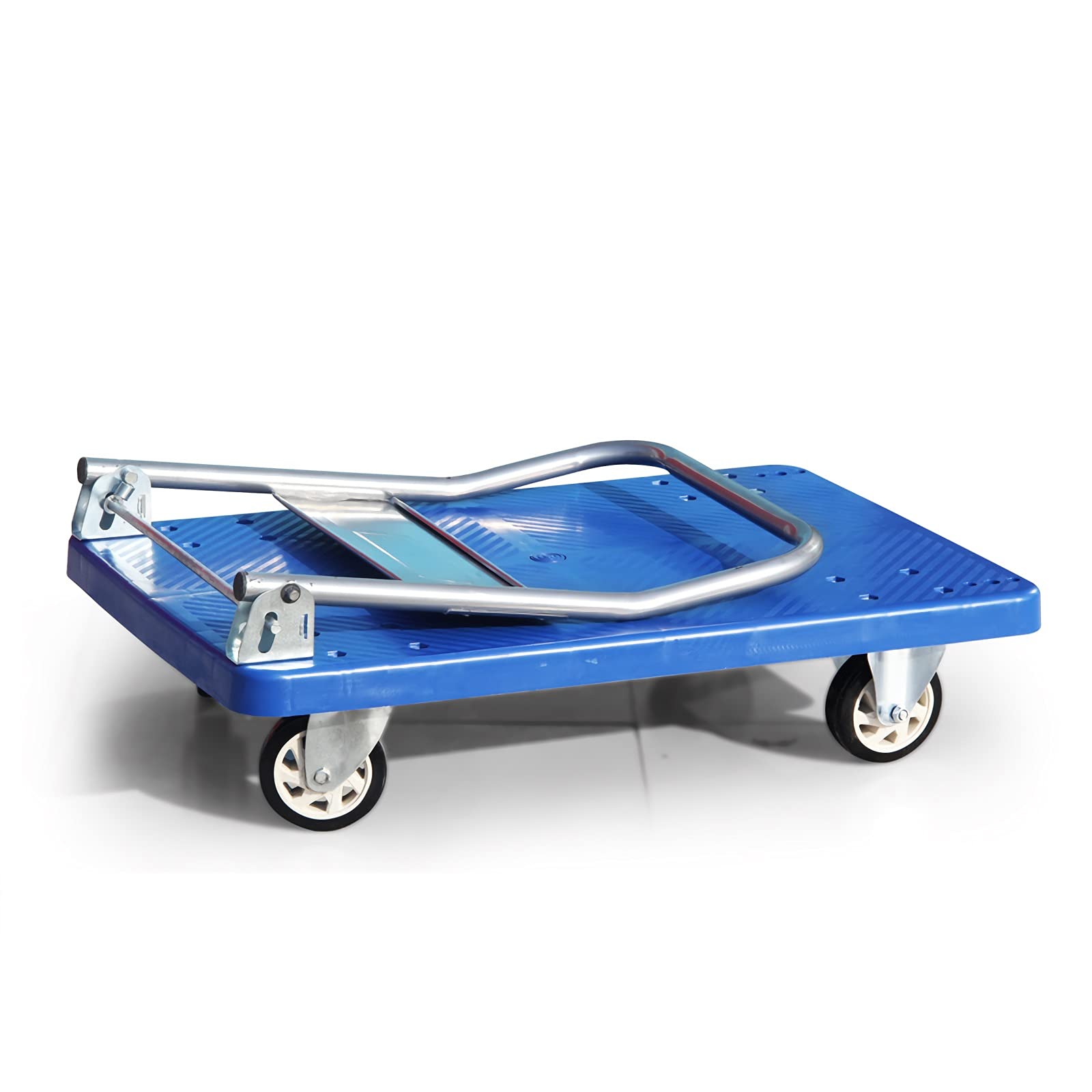 WALDOR Folding Hand Truck Platform Truck Foldable Push Cart Thickened Plastic Deck Metal Handle and Silent Wheels 360 Degree Moving for Indoor Outdoor Portable Dolly for Moving