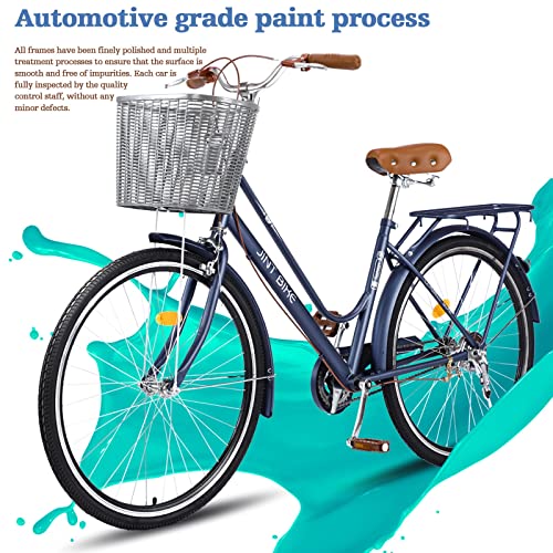 PUTEARDAT Beach Cooler Big Wheels 26-Inch Womens Comfort Bikes Beach Cruiser Bike Single Speed Bicycle Comfortable Bicycle