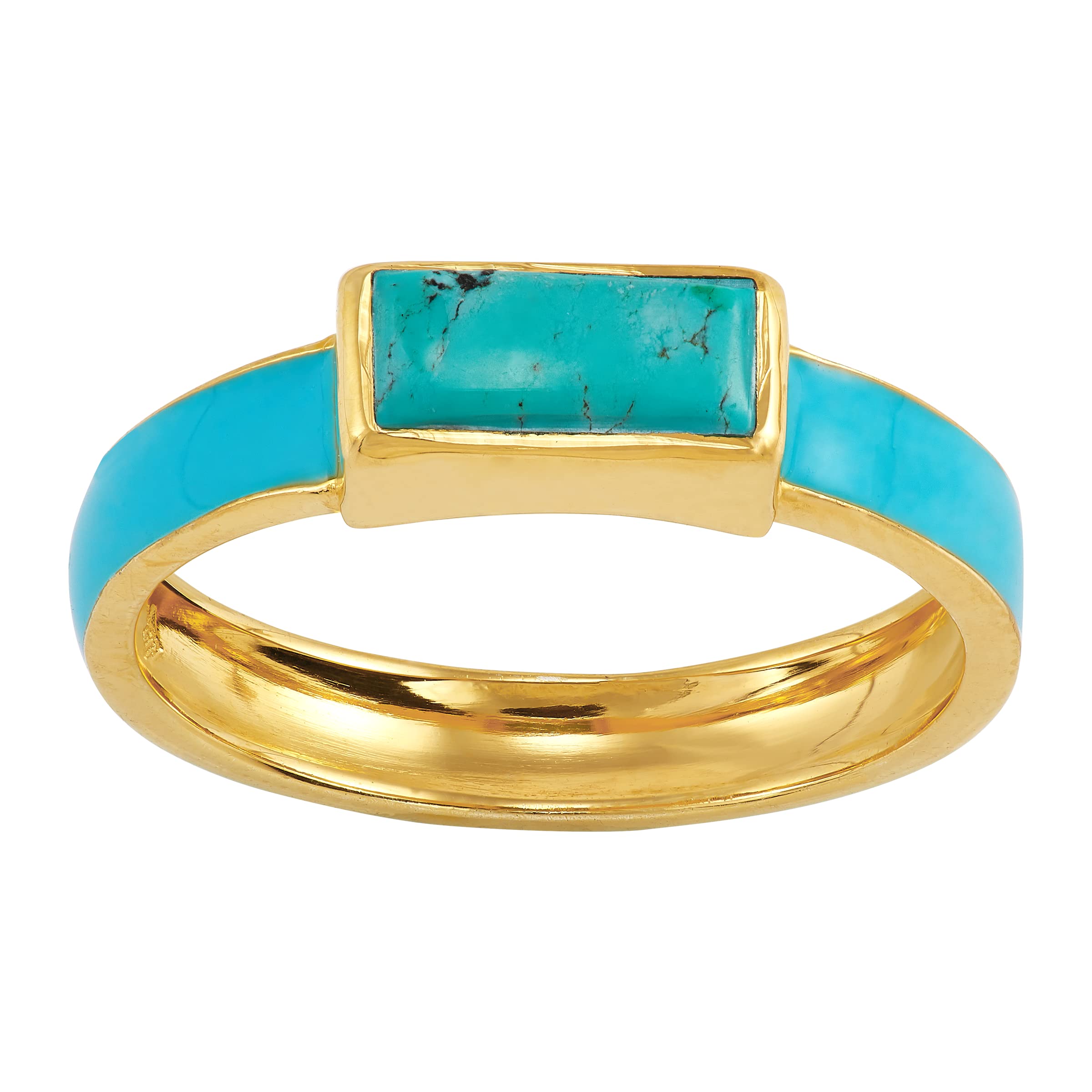 Silpada 'Building Blocks' Turquoise Ring in 18K Yellow Gold-Plated Sterling Silver, Size 8, Size 8