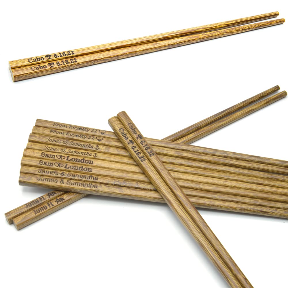 Personalized Reusable Chopsticks Wooden Chop Sticks for Beginners Custom Engraved Chopsticks Chinese Christmas Gifts Housewarming Gifts Unique House Warming Gifts for New Home (60PC)