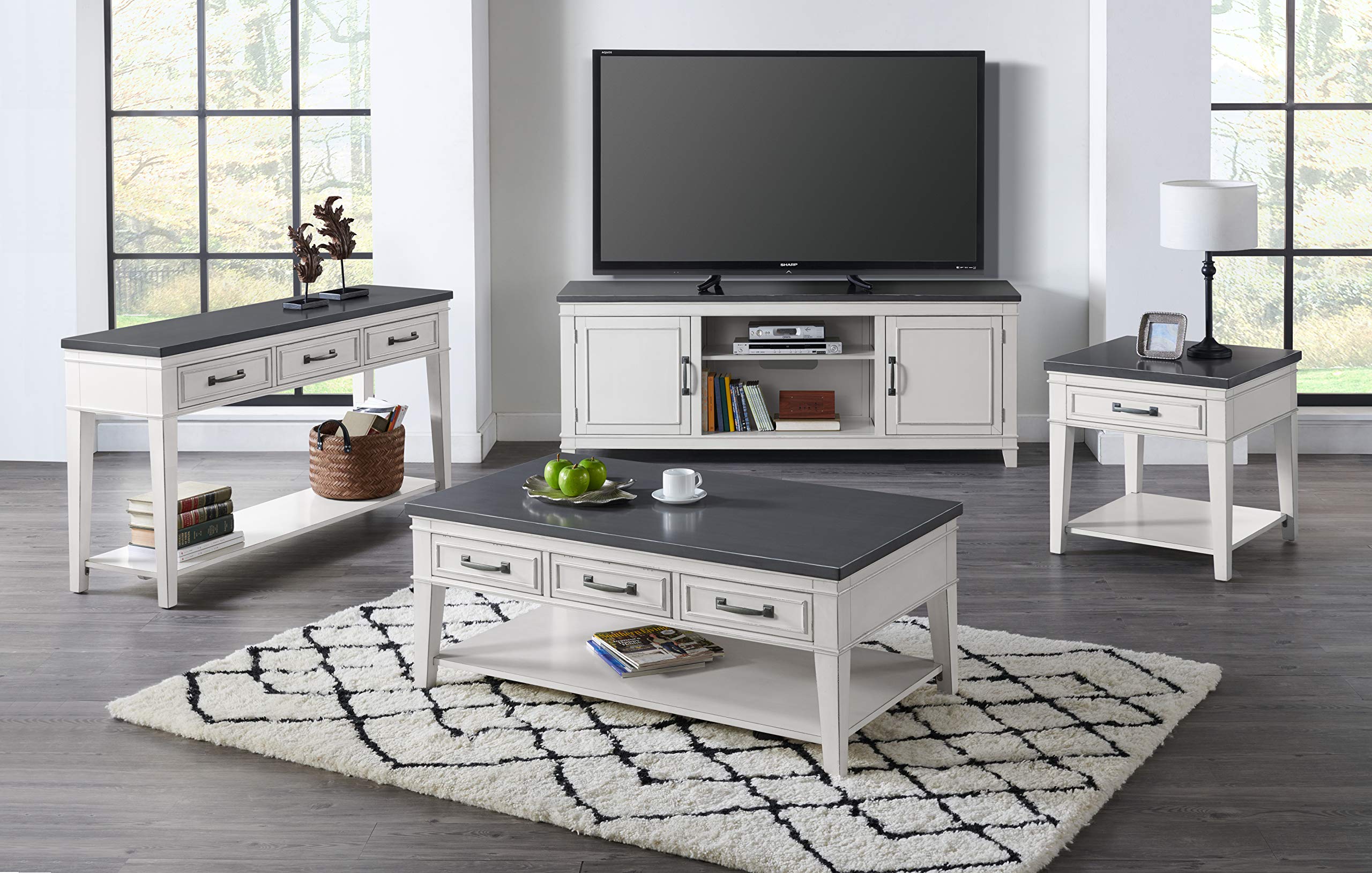 Martin Svensson Home Del Mar 70" Infrared TV Stand with Fireplace, White and Grey