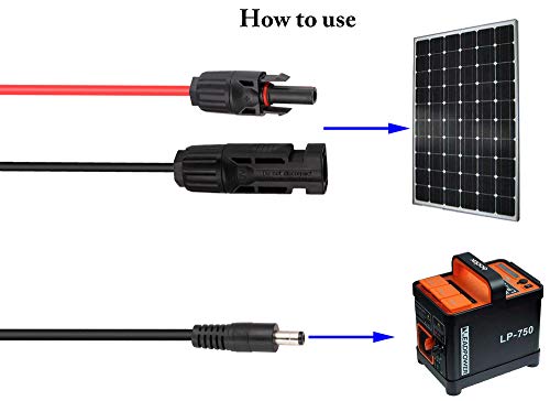 zdyCGTime Solar Adapter Male and Female to DC 5.5mm x 2.1mm Male Solar Power Extension Cable for Solar Panel and Portable Generator Connector to DC Solar Panel Connector Adapter Cables, 1.5m 16AWG.