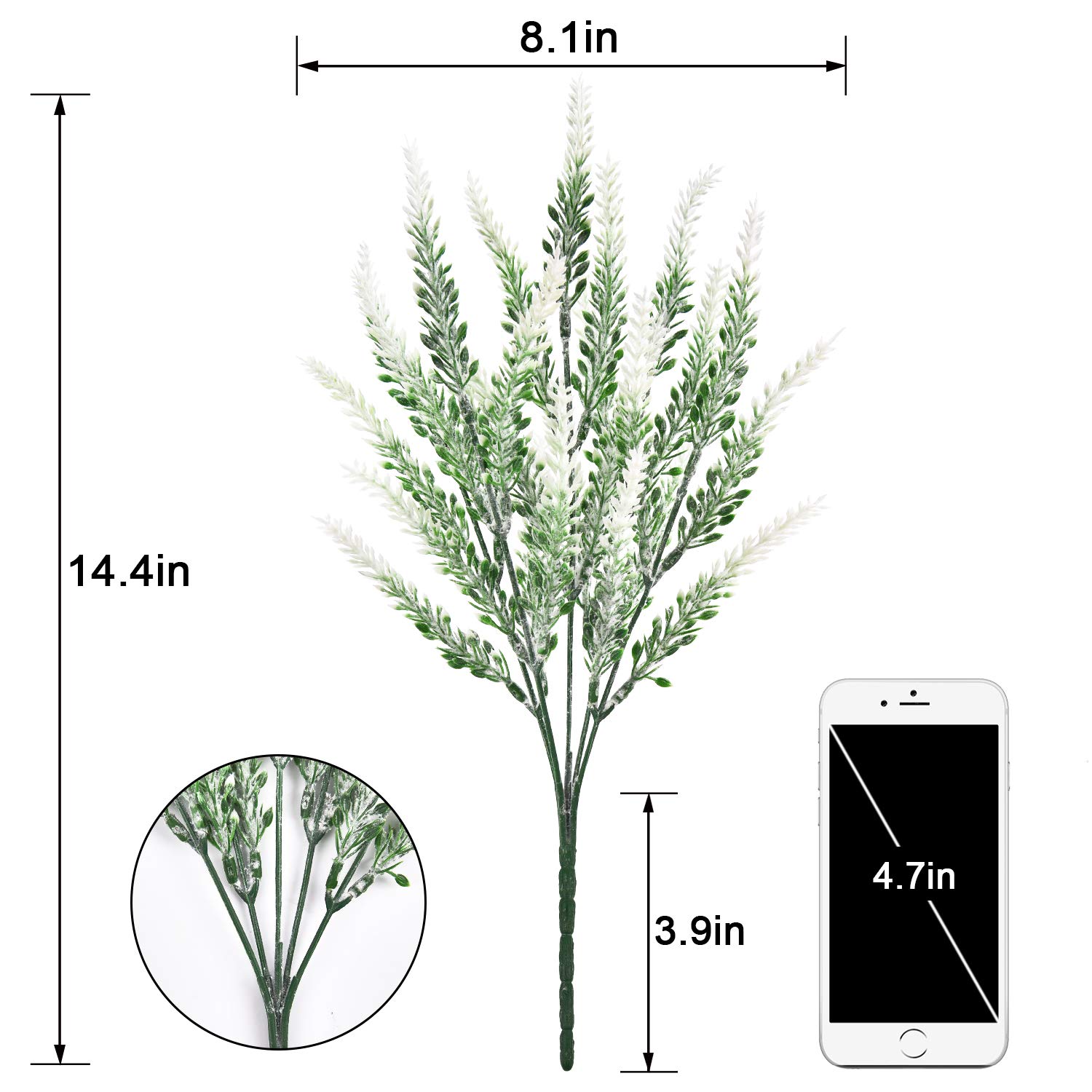 MARTINE MALL 8pcs Artificial Lavender Bouquet White Lavender Bundles Flocked Artificial Flowers Arrangements for Garden Office Wedding Bridle Home Kitchen Indoor Outdoor Decor